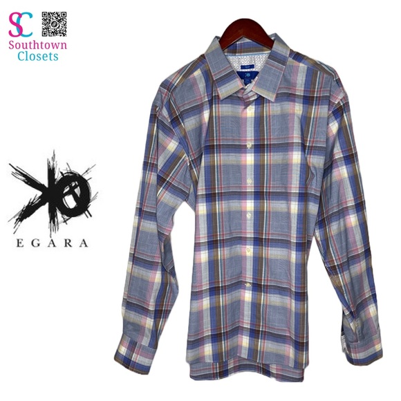 Egara | Shirts | Like New Egara Ko Blue Plaid Noniron Slim Fit 96 ...